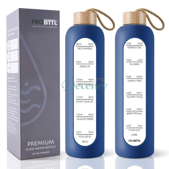 Time-marked Water Bottle With Bamboo Lid – Decency