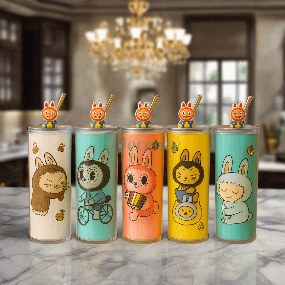 Labubu Plastic Sipper – Cute Cartoon Drinking Cup with Straw (720ML ...
