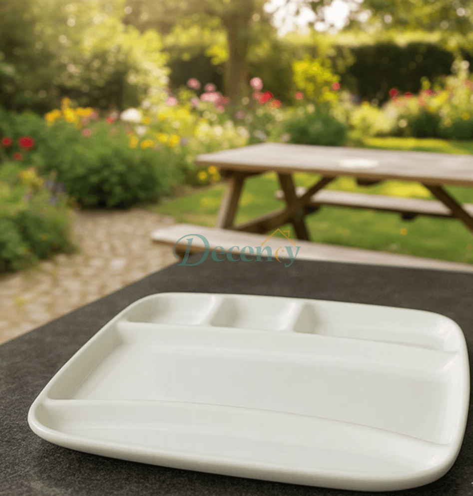 Elegant White Divided Serving Dish Set – 2 Pieces – Decency