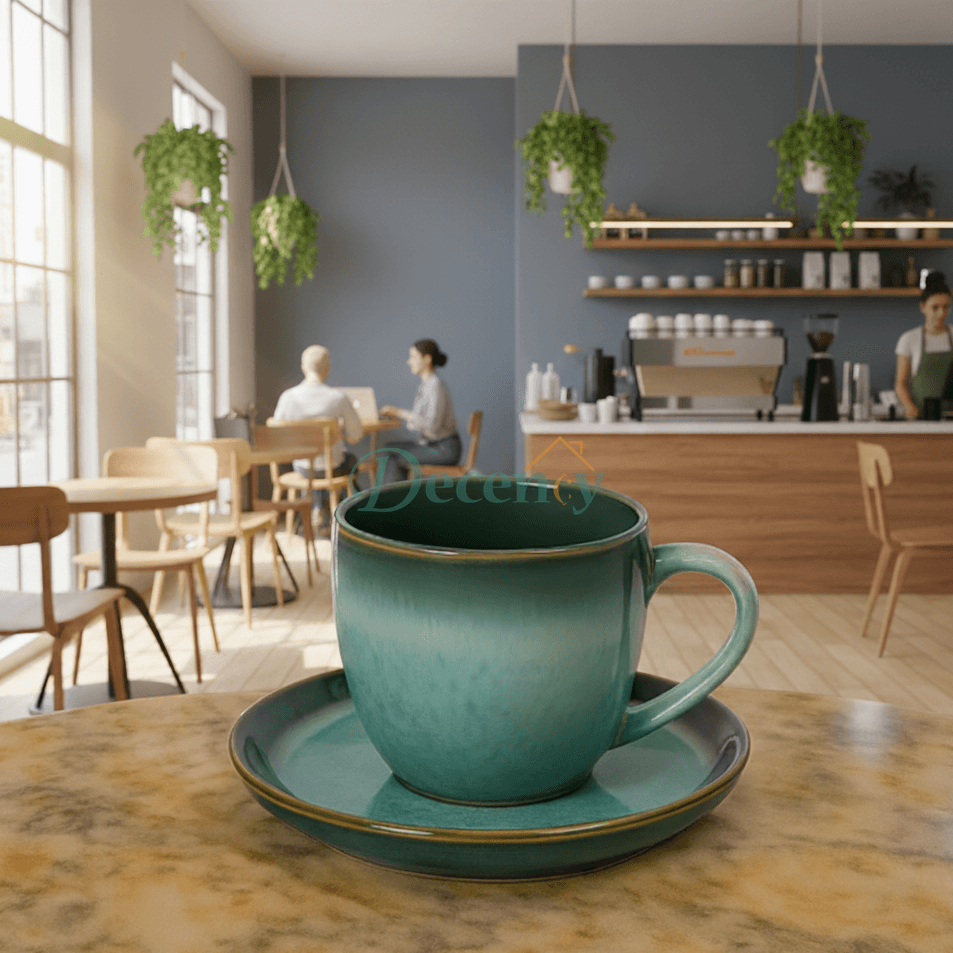 Danny Home Elegant Ceramic Cup & Saucer Set – 300ML – Decency