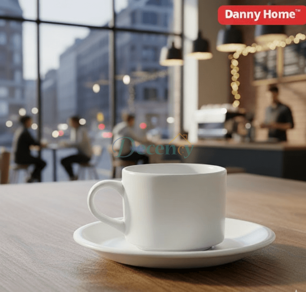 Danny Home White Opal Tea 6 Cup & 6 Saucer Set – 250ml – Decency