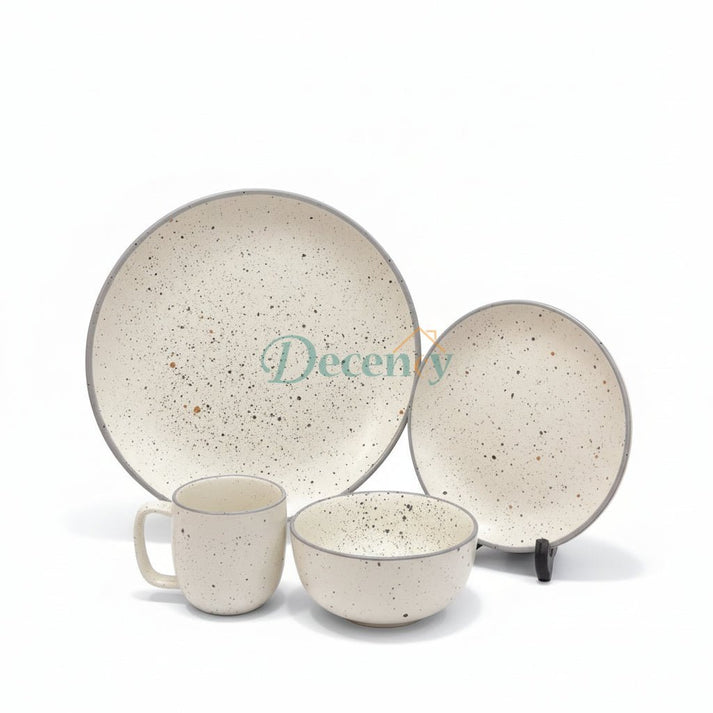 Premium Porcelain Dinner Set with White Mozzaik Style – Decency