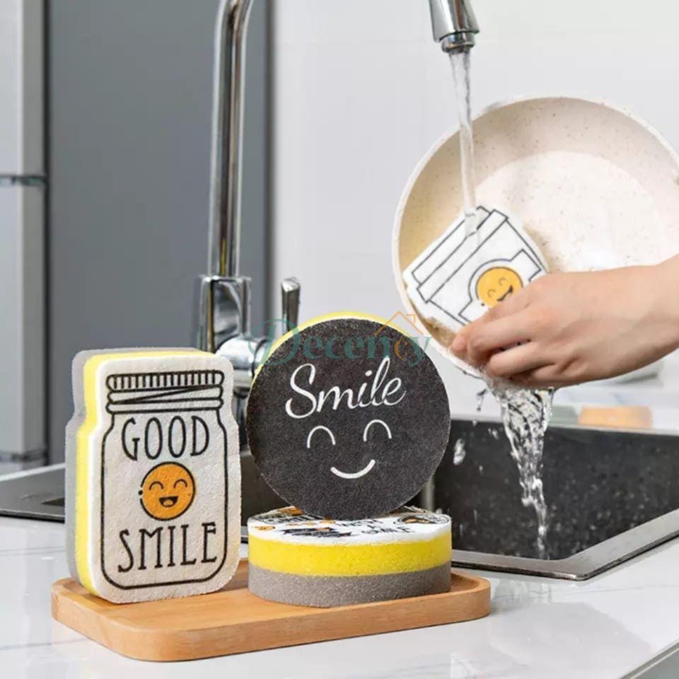 Set Of 4 Creative Smiley Face Thick Dishwashing Sponges – Decency