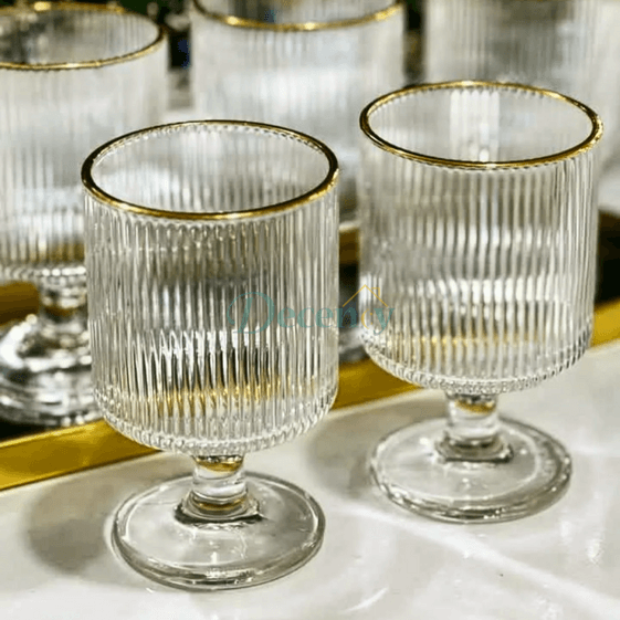 Ripple Crystal Lining Gold Rim Tumbler Set of 6 – Decency